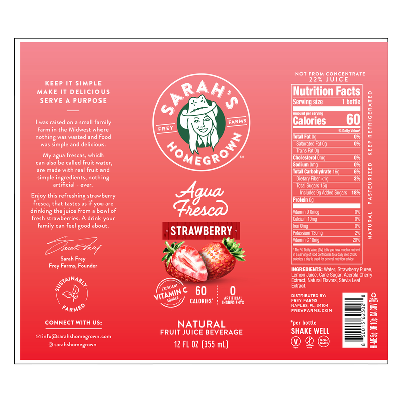 Sarah's Homegrown Strawberry Agua Fresca 12oz : Drinks fast delivery by ...