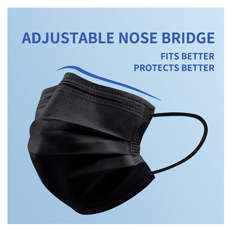 Intco Black Disposable 3-Ply Face Masks, 50 ct : Health fast delivery ...