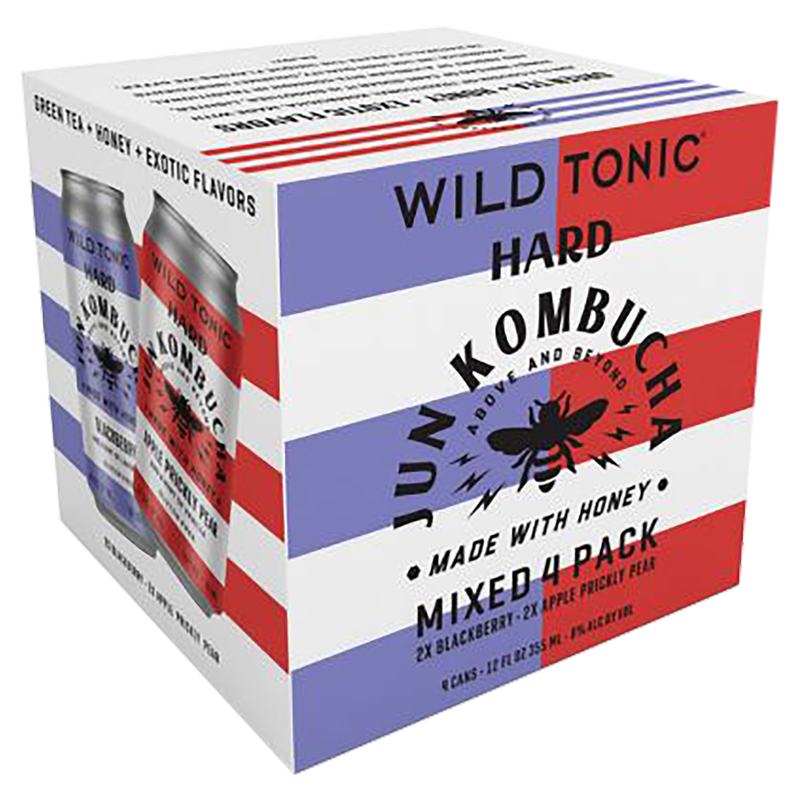 Wild Tonic Hard Kombucha Variety Pack 4pk 12oz Can 8.0% ABV : Alcohol ...
