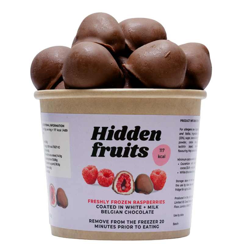 Hidden Fruits White & Milk Belgian Chocolate Coated Raspberries, 150g ...