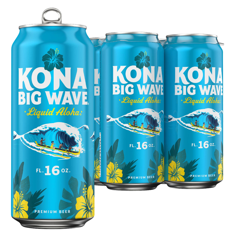 Kona Big Wave Premium Beer 4pk 16oz Cans 4.4% ABV : Alcohol fast ...