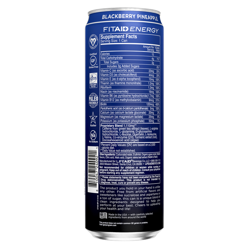 FITAID ENERGY Blackberry Pineapple 12oz : Drinks fast delivery by App ...