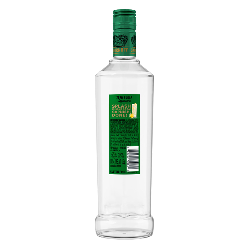 Smirnoff Zero Sugar Infusions Lemon & Elderflower 750ml (60 Proof ...