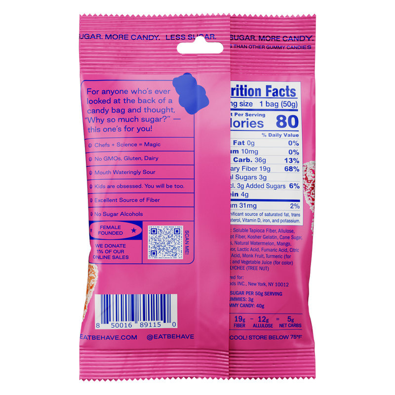 BEHAVE Low-Sugar Sour Bears 1.8oz : Snacks fast delivery by App or Online