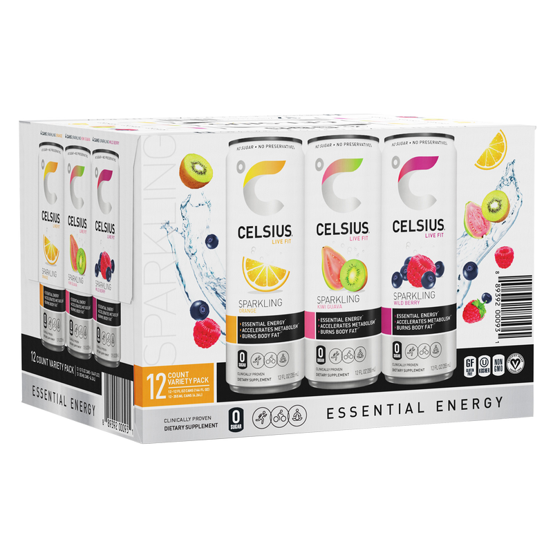 CELSIUS Sparkling Variety Pack, Essential Energy Drink 12pk 12oz Can ...
