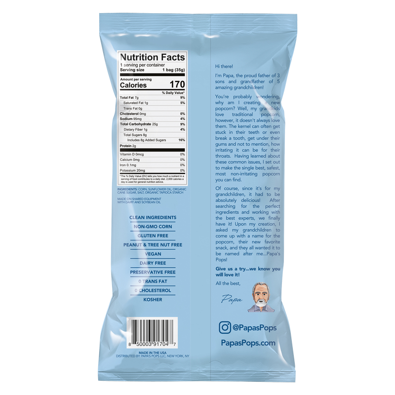 Papa's Pops Skinless Popcorn Sweet & Salty 1.25oz Bag : Snacks fast ...