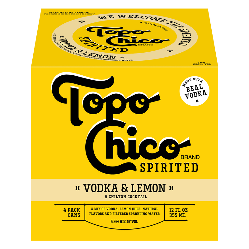 Topo Chico Spirited Vodka & Lemon 4pk 12oz cans 5.9% ABV : Alcohol fast ...