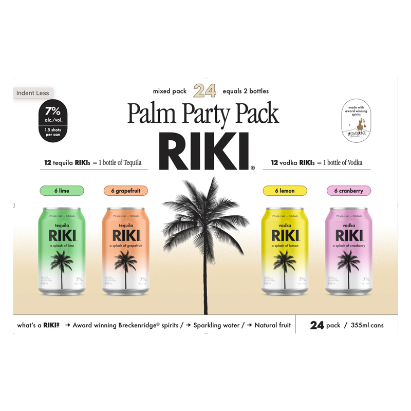 RIKI Palm Party Mixed Tequila & Vodka 24pk 12oz (14 Proof) : Alcohol ...