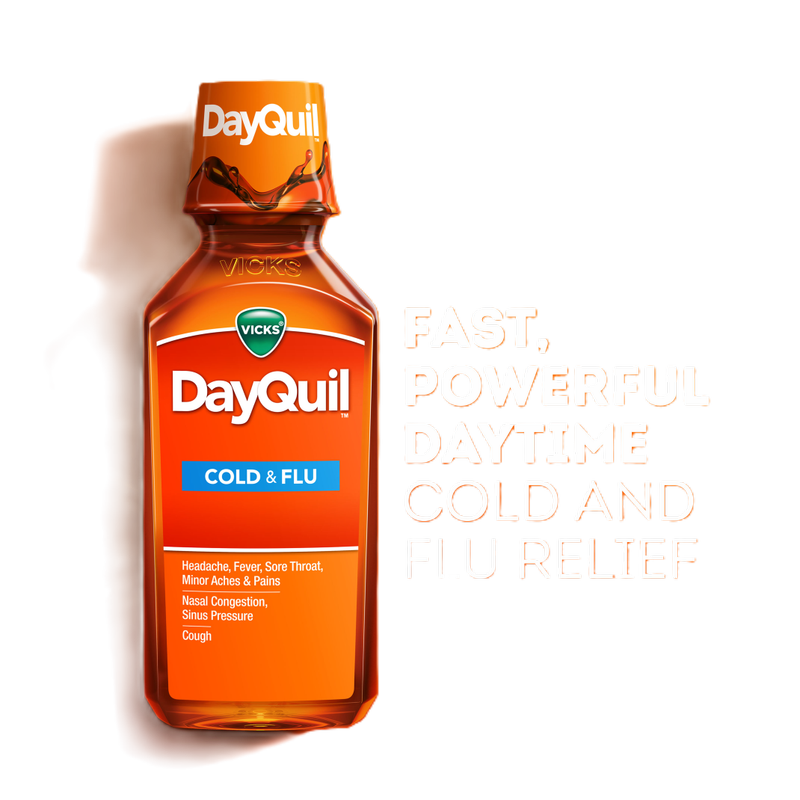 Vicks DayQuil Daytime Cold, Cough and Flu Liquid Medicine 12 Oz ...