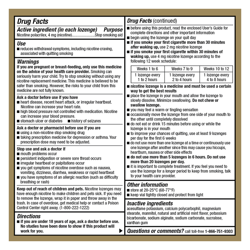 GoodSense 4mg Nicotine Mint Lozenge Stop Smoking Aid 81ct : Health fast ...