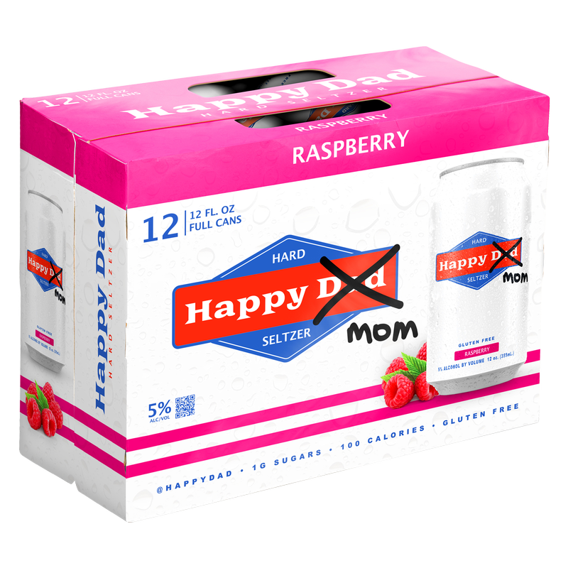 Happy Dad "MOM" Hard Seltzer Raspberry 12pk 12oz Can 5% ABV : Alcohol ...