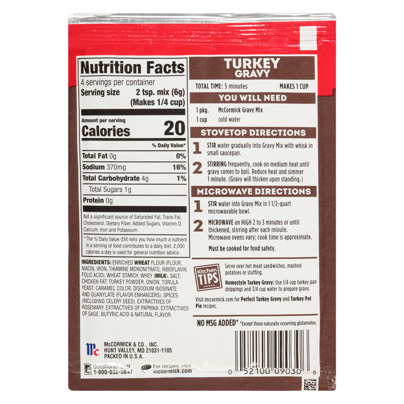 McCormick Turkey Gravy Mix 0.87oz : Grocery fast delivery by App or Online