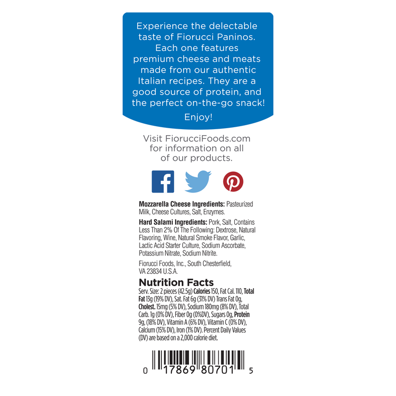 Fiorucci Panino Hard Salami and Mozzarella Snack Pack - 1.5oz : dnu ...