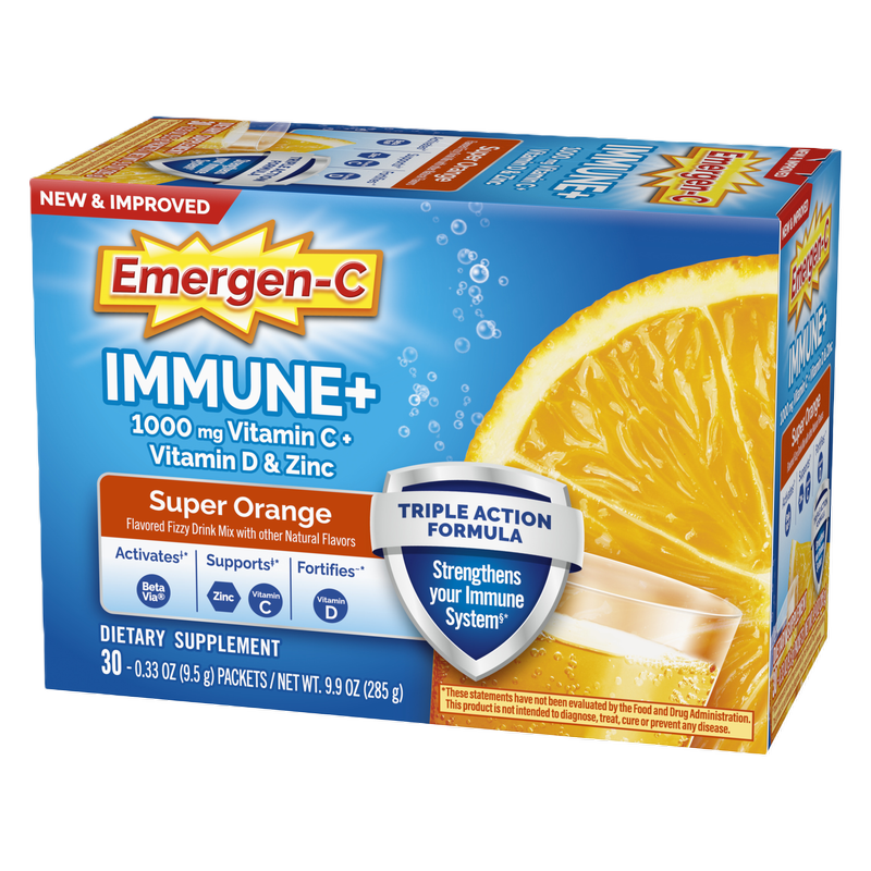 Emergen-C Immune+ Triple Action Powder in Super Orange 30ct : Health ...