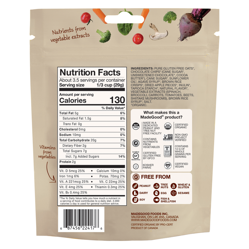 Made Good Organic Chocolate Chip Granola Minis 3.5oz : Snacks fast ...