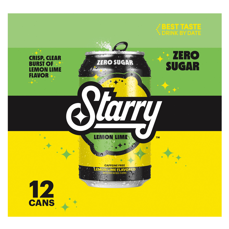 Starry Zero Sugar Lemon Lime 12pk 12oz Can : Drinks fast delivery by ...