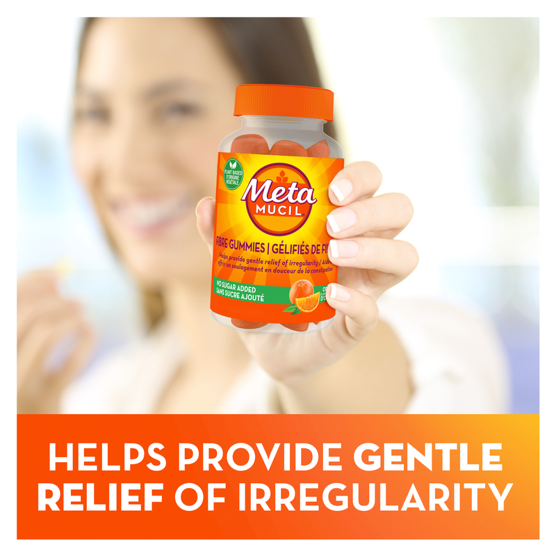Metamucil Daily Fiber Gummies, Orange Flavored, No Sugar Added, 5g ...