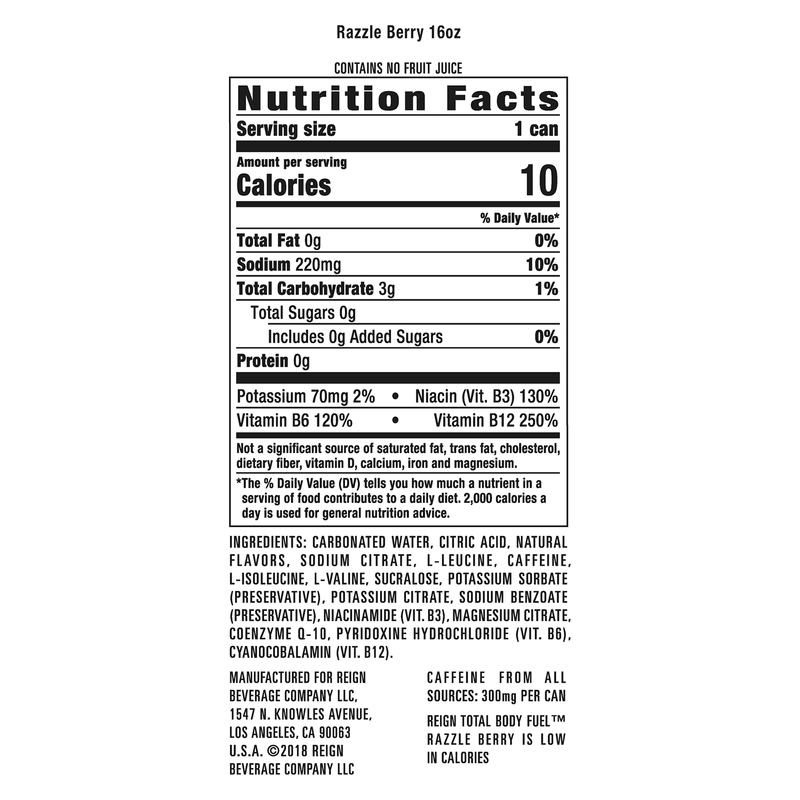 Reign Razzle Berry 16oz Can : Drinks fast delivery by App or Online