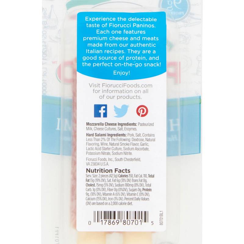 Fiorucci Panino Hard Salami and Mozzarella Snack Pack - 1.5oz : dnu ...