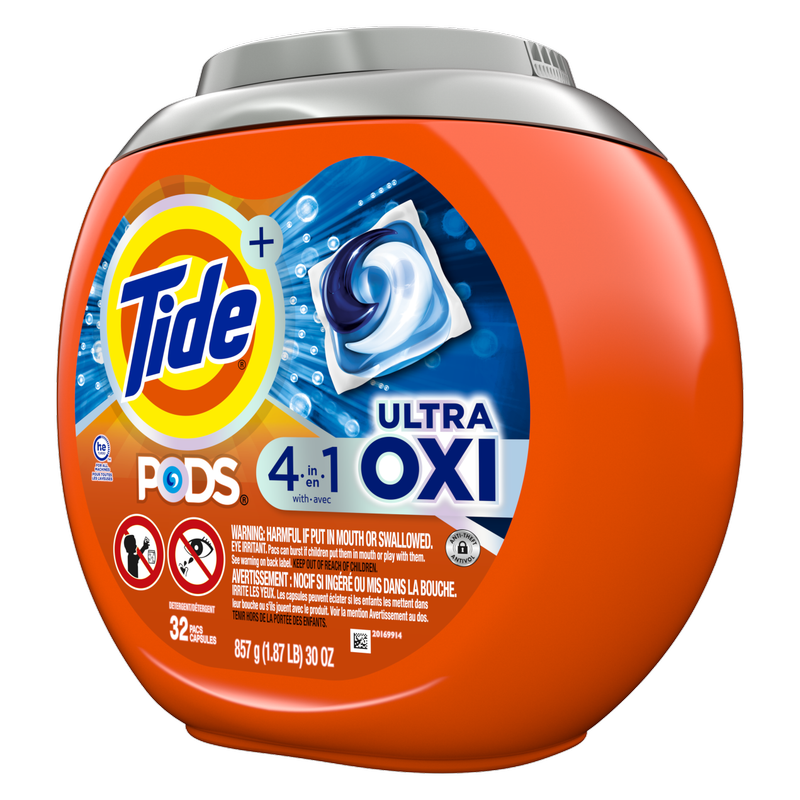 Tide PODS Liquid Laundry Detergent Pacs with Ultra Oxi 32ct : Cleaning ...