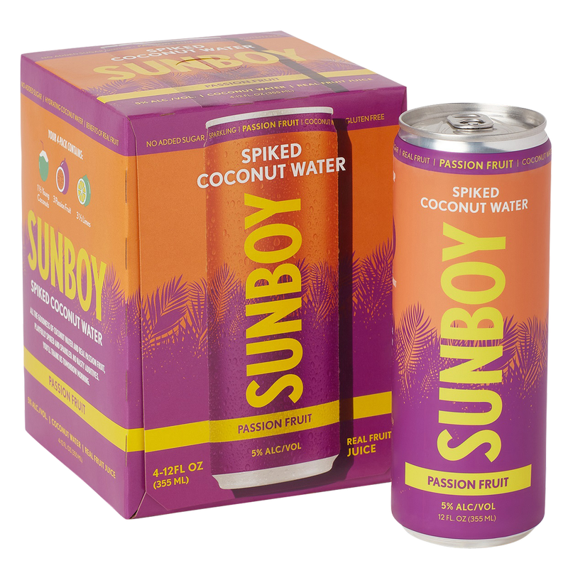 SUNBOY Spiked Coconut Water - Passion Fruit 4PK 5% ABV 12oz can : Alcohol fast delivery by App ...
