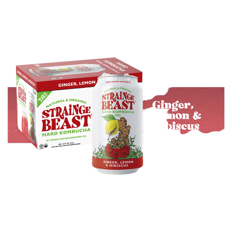 Strainge Beast Hard Kombucha Ginger Lemon Hibiscus 6pk 12oz Can ...
