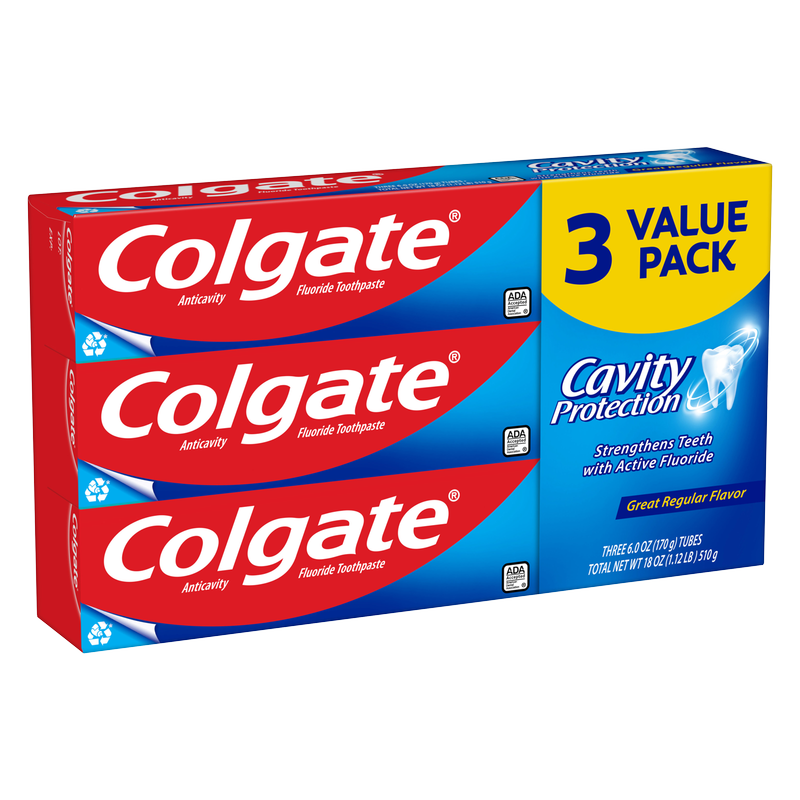 Colgate Cavity Protection Regular Flavor Toothpaste 6oz 3ct : Health ...