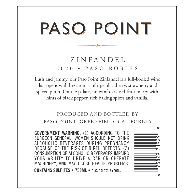 Paso Point Zinfandel 750ml : Alcohol fast delivery by App or Online