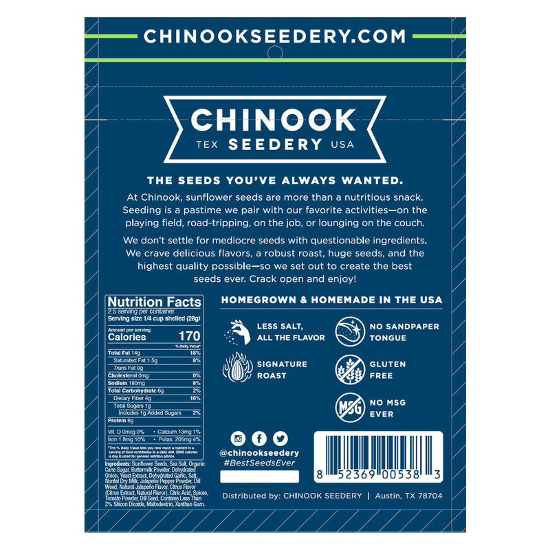 Chinook Seedery Jalapeno Ranch Sunflower Seeds 4oz : Snacks fast ...