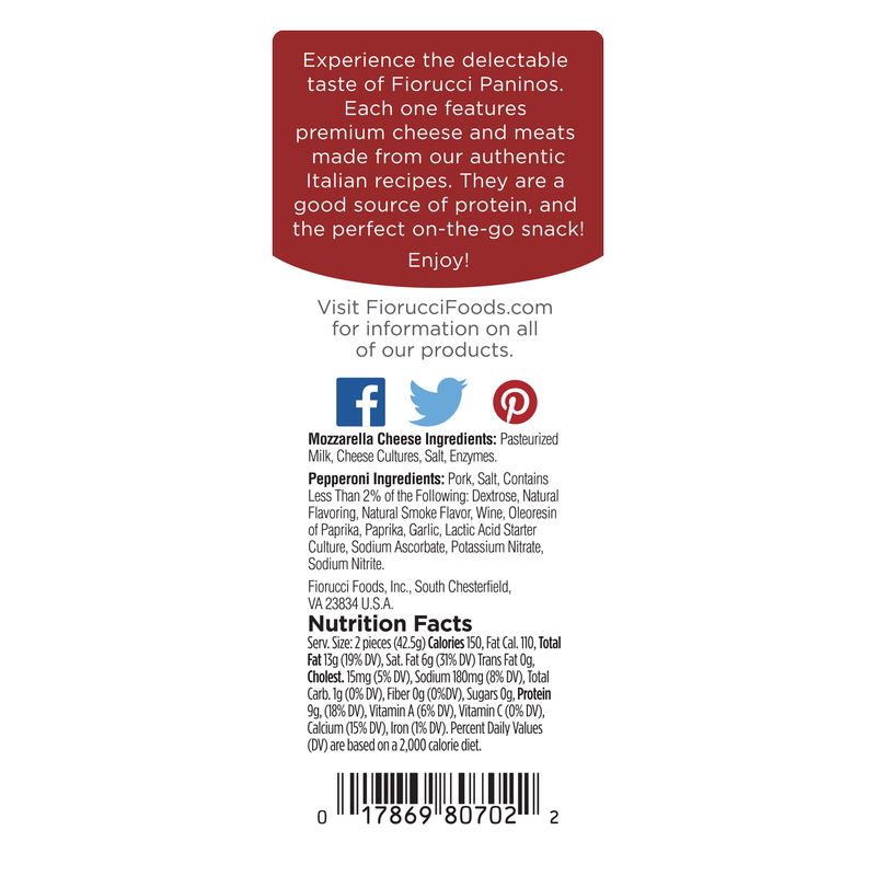 Fiorucci Panino Pepperoni & Mozzarella Cheese Snack Pack - 2ct/1.5oz ...