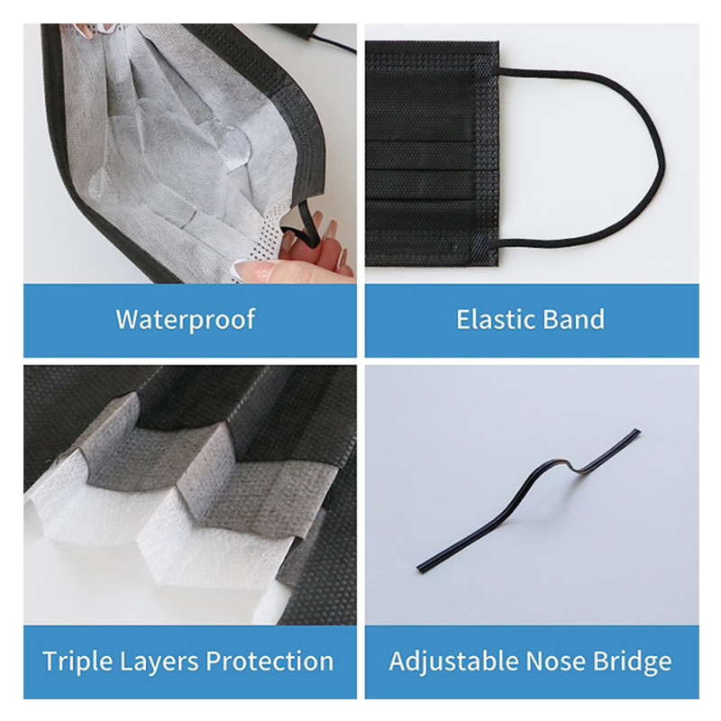 Intco Black Disposable 3-Ply Face Masks, 50 ct : Health fast delivery ...