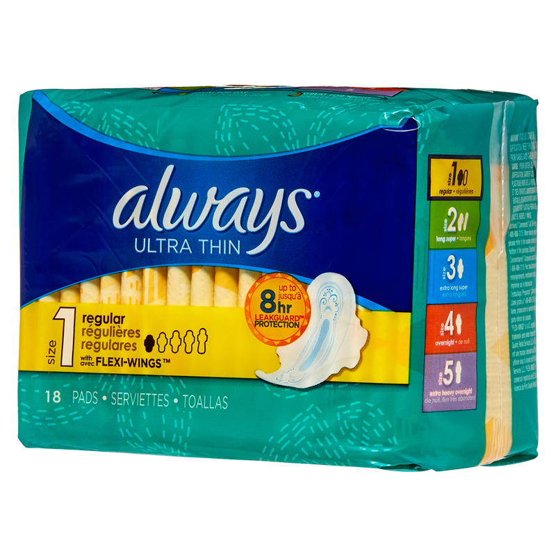 Always Ultra Thin Regular with Wings 18 ct : Health fast delivery by ...