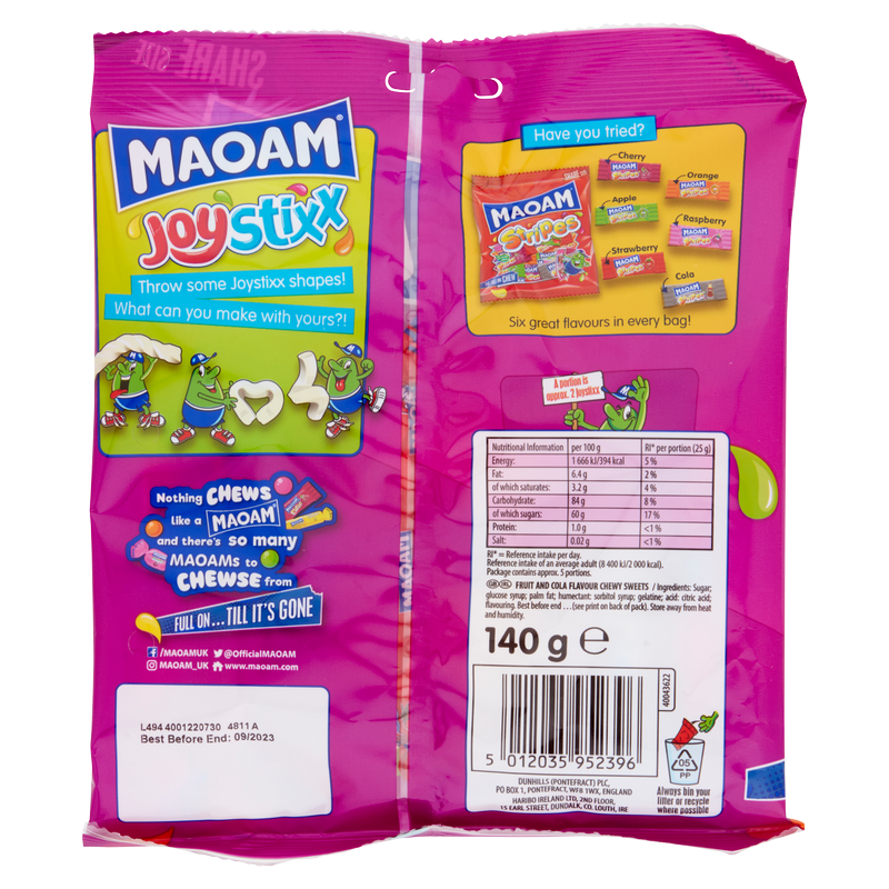 Haribo Maoam Joystixx, 140g : Snacks fast delivery by App or Online