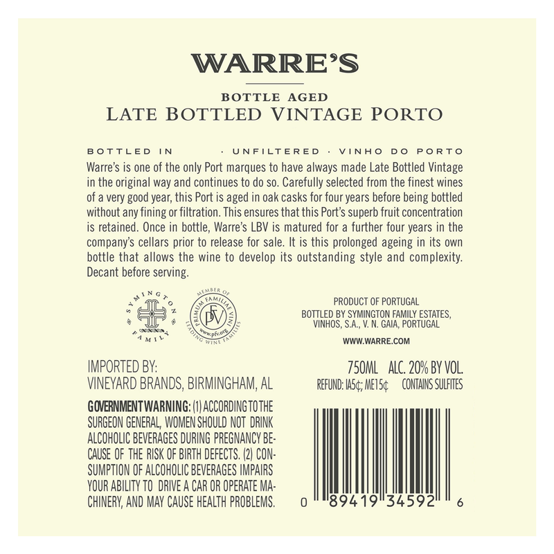 Warre's Port Late Bottle Vintage 750ml : Alcohol fast delivery by App ...