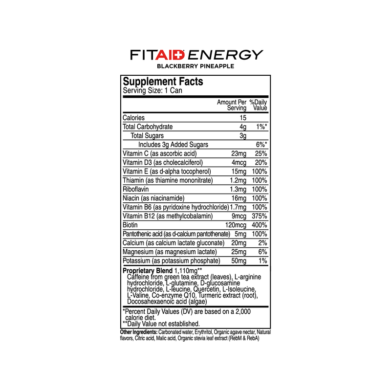 FITAID ENERGY Blackberry Pineapple 12oz : Drinks fast delivery by App ...