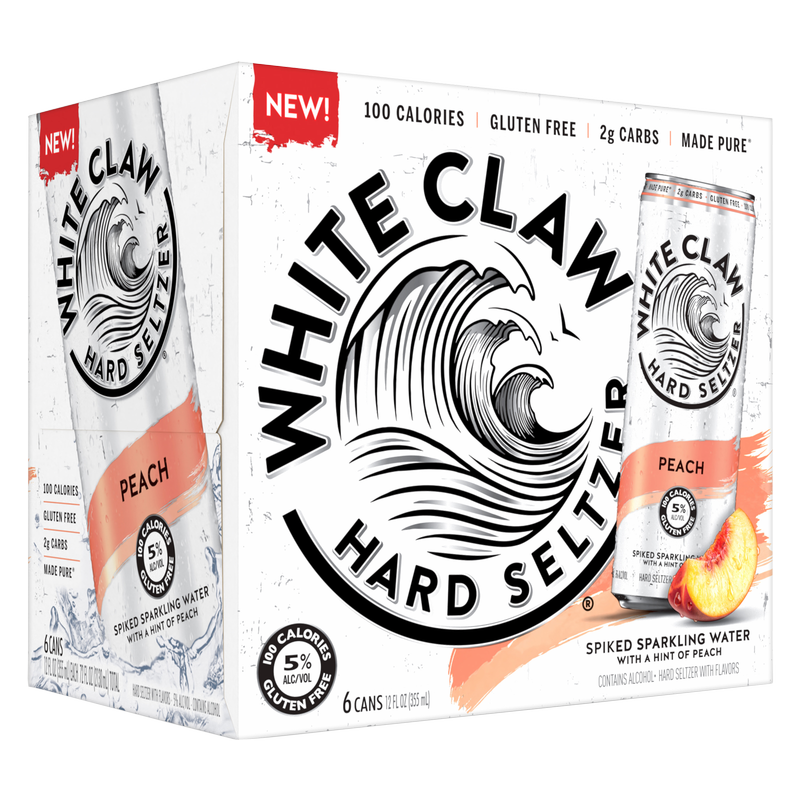 White Claw Seltzer Peach 6pk 12oz Can 5.0% ABV : Alcohol fast delivery ...