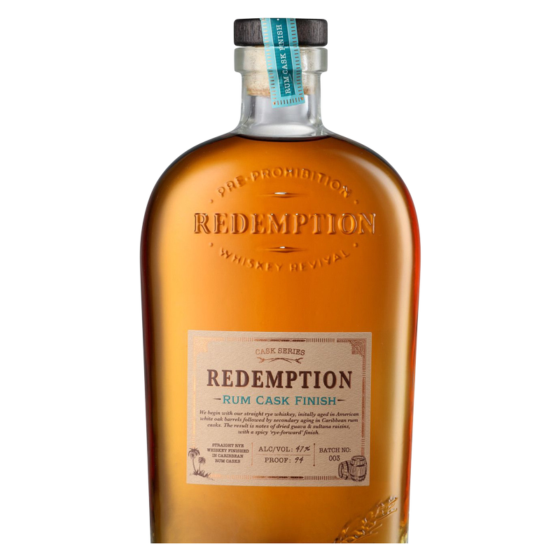 Redemption Rye Rum Cask Whiskey 750ml (94 proof) : Alcohol fast ...