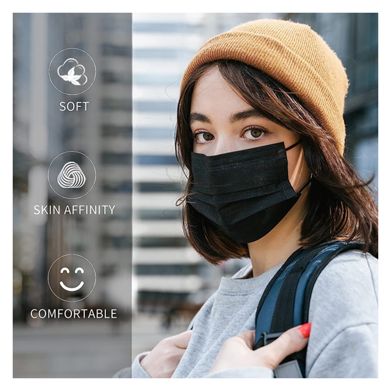 Intco Black Disposable 3-Ply Face Masks, 50 ct : Health fast delivery ...