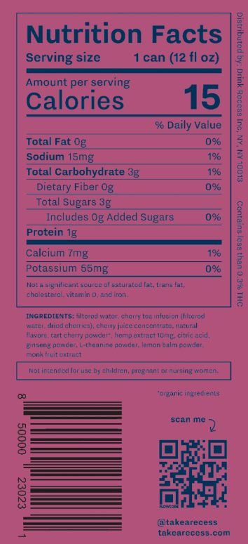 Recess Black Cherry CBD Sparkling Water 12oz Can : CBD fast delivery by ...