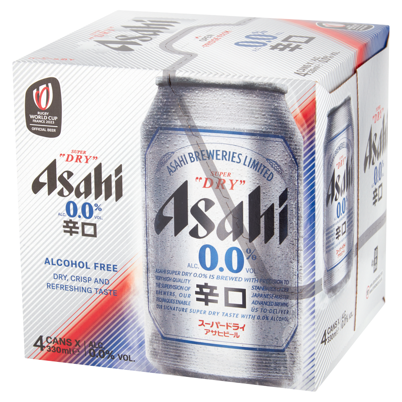 Asahi Super Dry 0.0% Alcohol Free, 4 x 330ml : Alcohol fast delivery by App or Online
