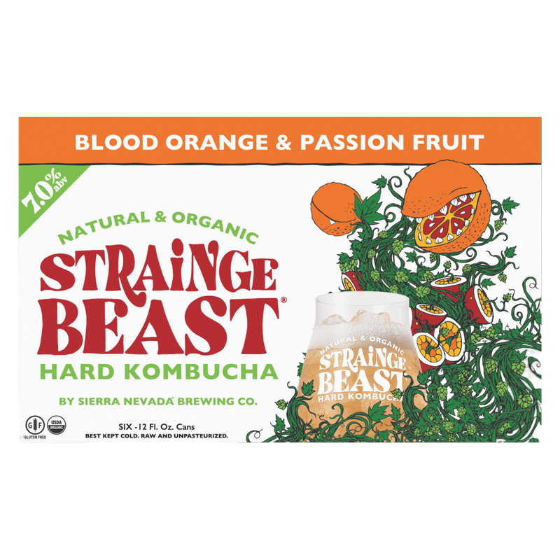 Strainge Beast Hard Kombucha Passion Fruit Hops Blood Orange 6pk 12oz ...