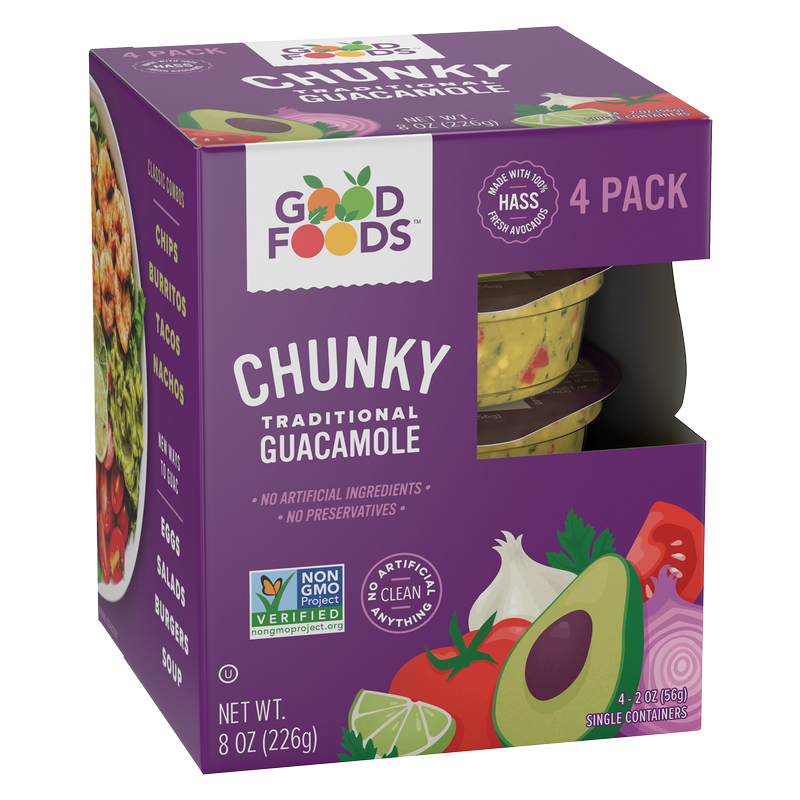 Good Foods Chunky Traditional Guacamole Single Serve - 4ct/8oz : Quick ...