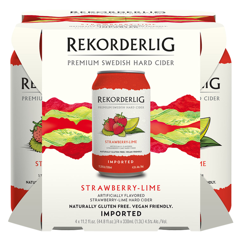 Rekorderlig Strawberry Lime Cider 4pk 11.2oz Can 4.5% ABV : Alcohol ...