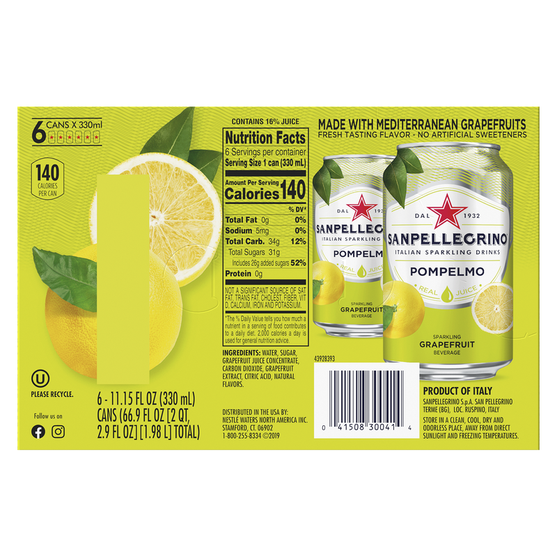 Sanpellegrino Pompelmo Grapefruit 6pk 11.15oz : Drinks fast delivery by ...