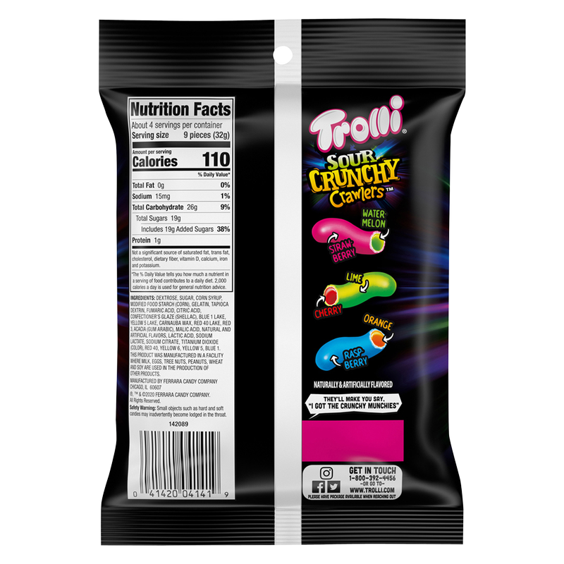 Trolli Crunchy Sour Crawlers Gummy Candy 4.25oz : Snacks fast delivery ...