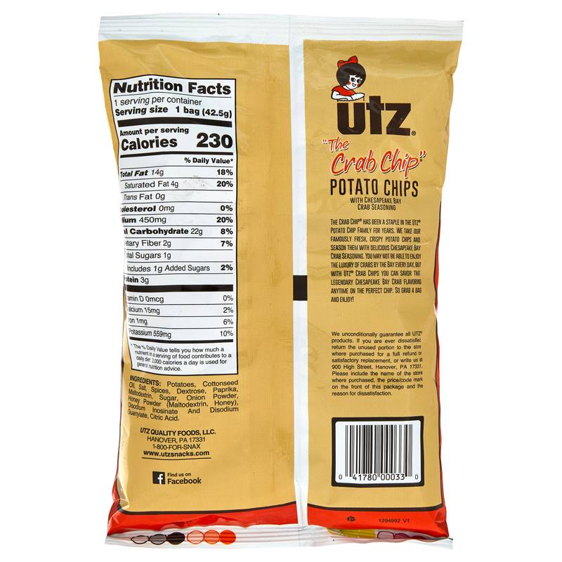 Utz Crab Potato Chips 1.5oz : Snacks fast delivery by App or Online