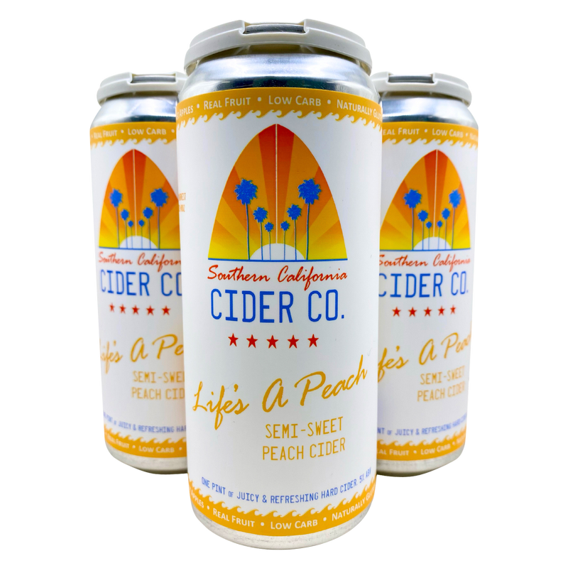 Southern California Cider Life's A Peach - Semi-Sweet Cider 4pk 16oz ...