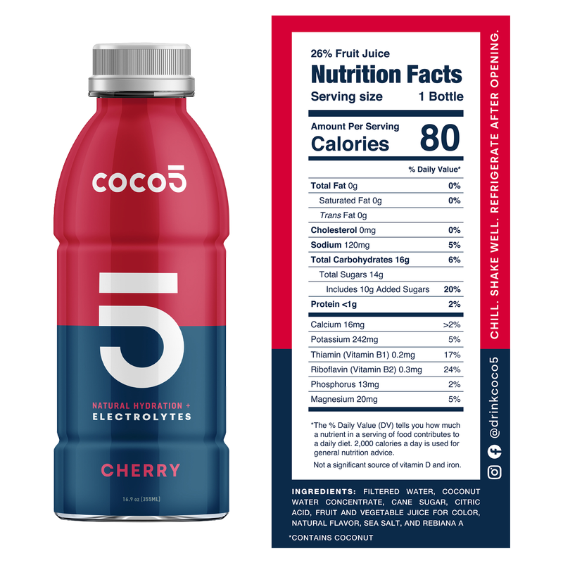 Coco5 Cherry Coconut Water 16.9oz Bottle : Drinks fast delivery by App ...