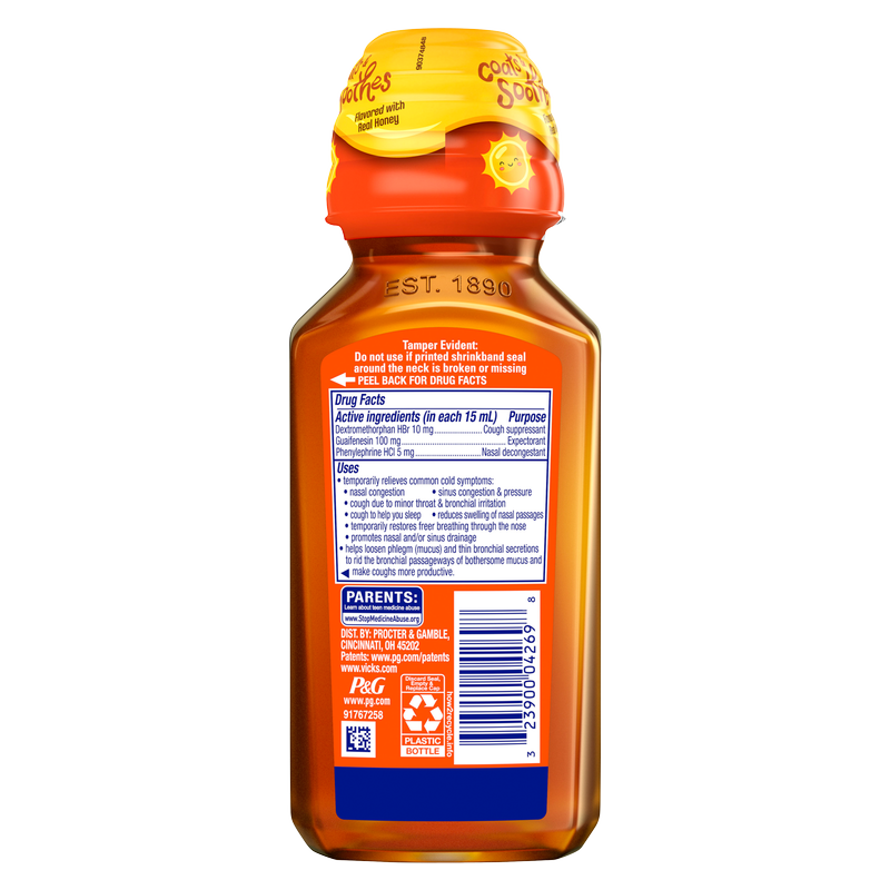 Vicks Kids DayQuil Honey Cold & Cough + Mucus Relief Real Honey ...