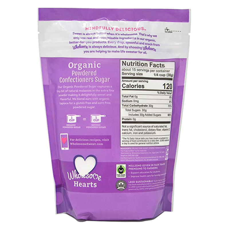 Wholesome Organic Powdered Confectioners Sugar 1lb : Grocery fast ...